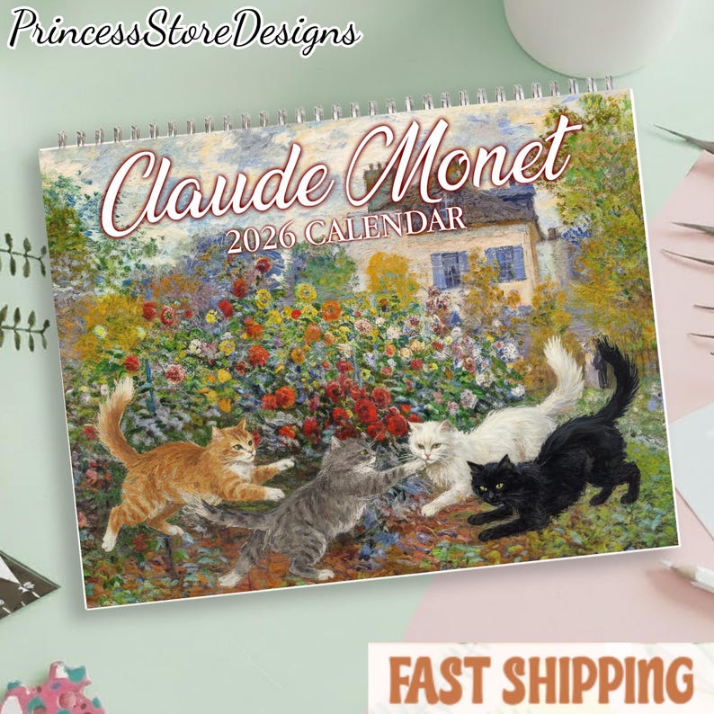 Funny Cat 2026 Wall Calendar, Cats Art Paintings Designs, Gift for ...