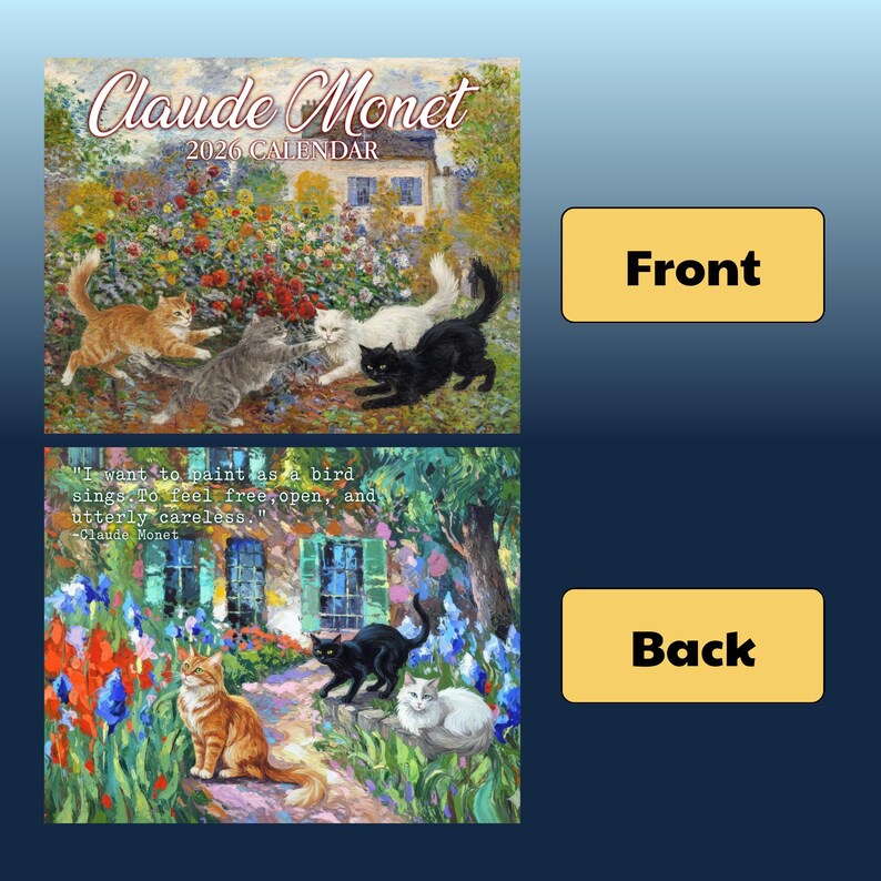 Funny Cat 2026 Wall Calendar, Cats Art Paintings Designs, Gift for ...