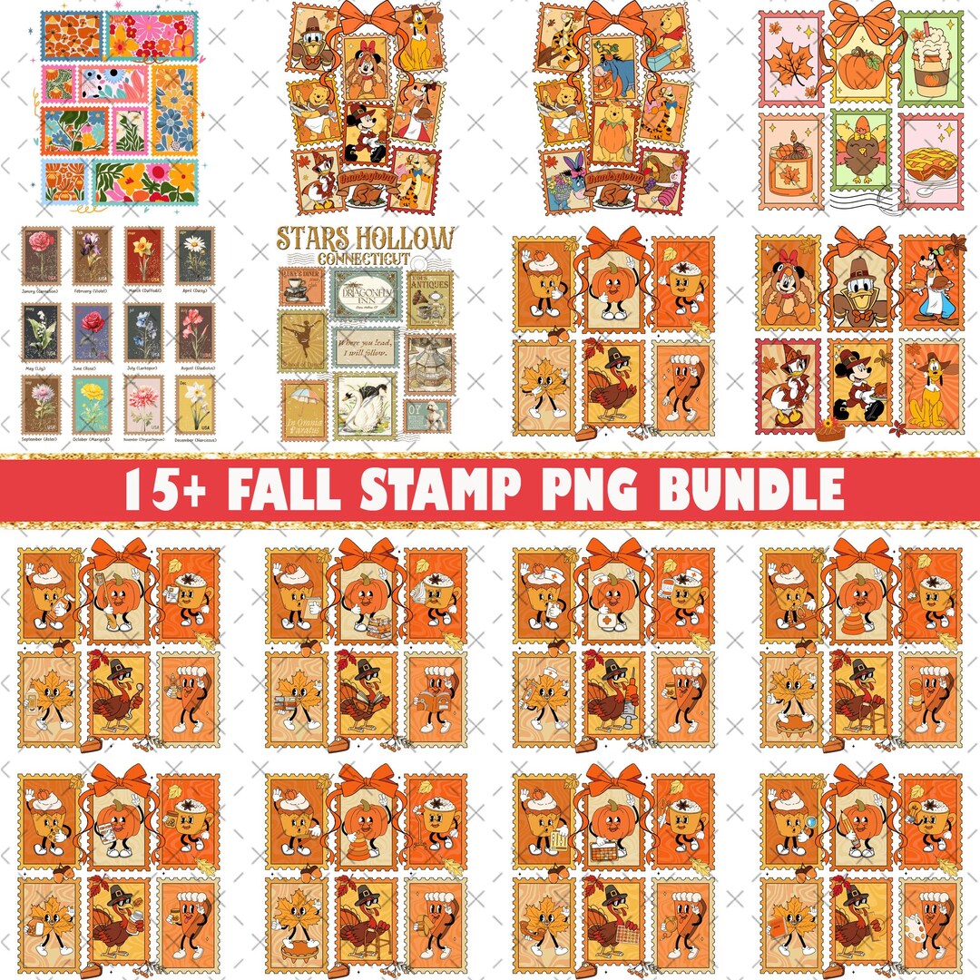 15+ Autumn Fall Stamp PNG Bundle, Pumpkin Stamp, Stamp Fall Halloween ...