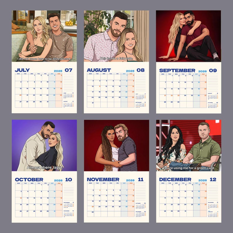 90 Day Fiance 2026 Wall Calendar, TV Show Calendar Decor, Couple Gifts ...