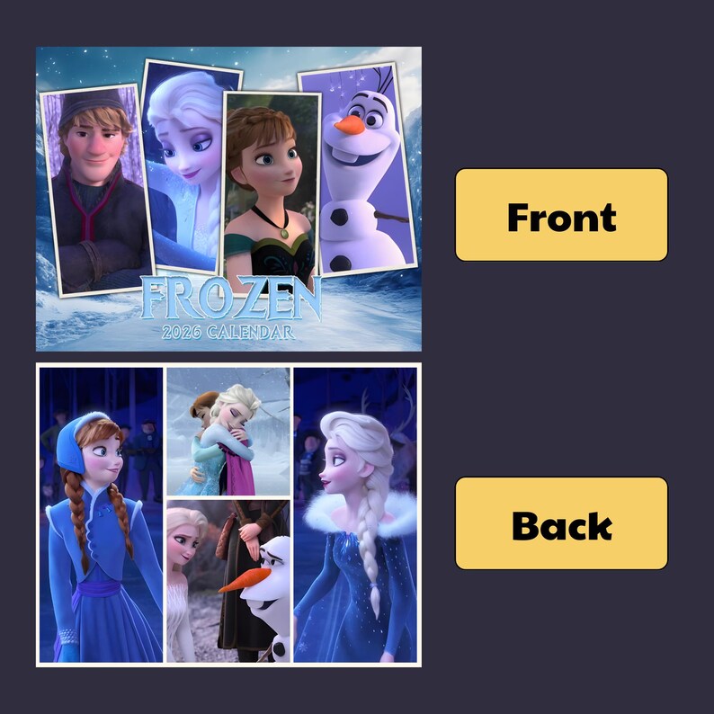 Frozen 2026 Wall Calendar, Disney Frozen Room Decor, Winter Princess ...
