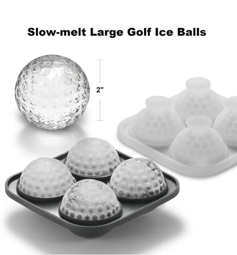 Golf Ball Ice Molds 3D Golf Ice Ball Tray, Large Golf Silicone Fun ...
