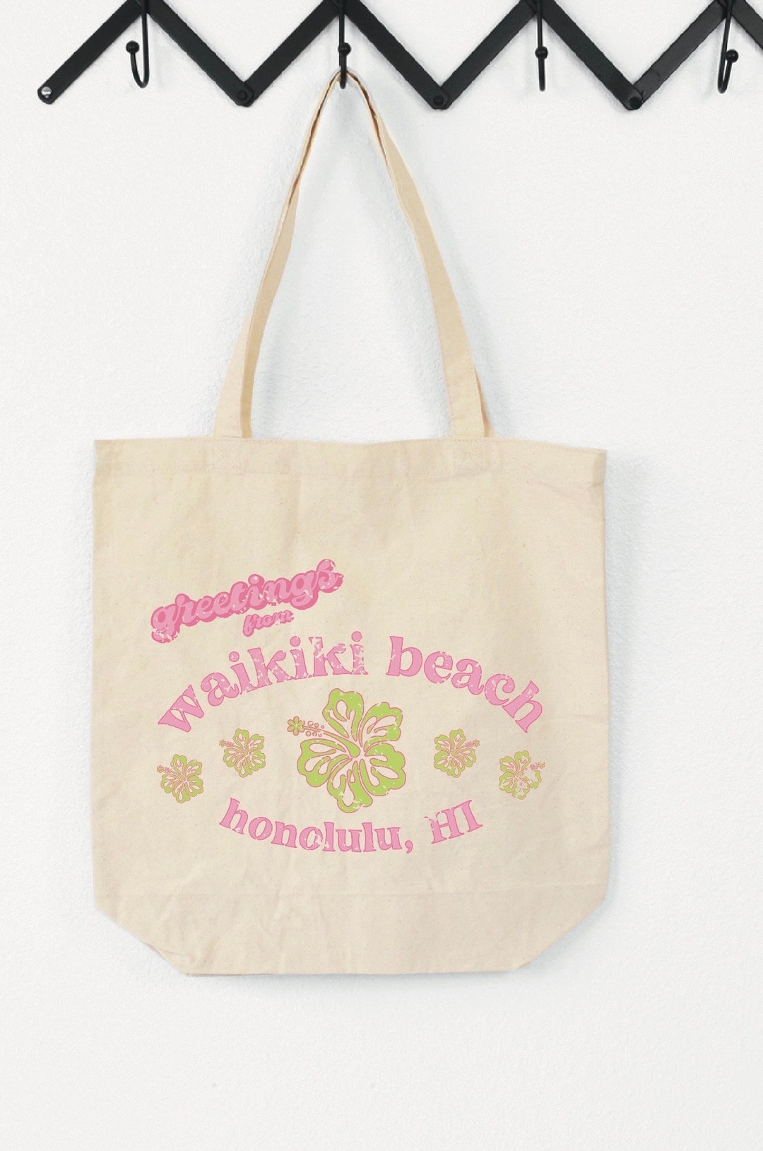 Hawaii Tote Bag Waikiki Beach Bag Beach Tote Bag Canvas Tote Bag TB-35 ...