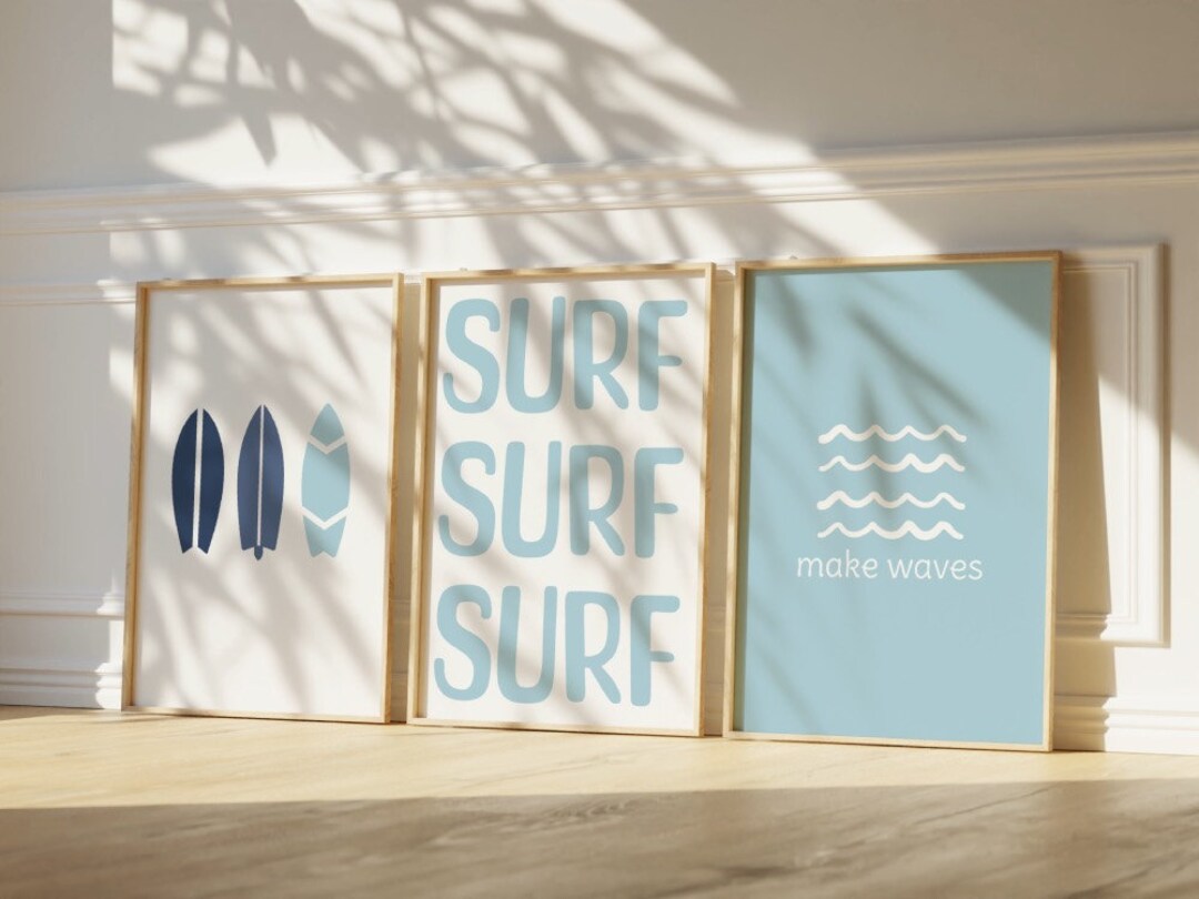 Boy Surf Printable, Make Waves Decor, Set of 3, Art for Kids Room ...