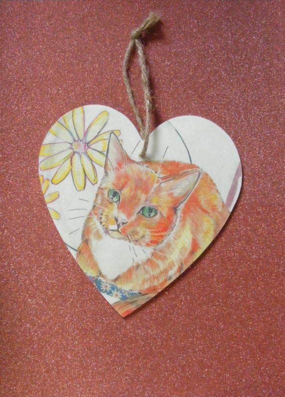 Ginger Cat Heart ART Handmade - Etsy