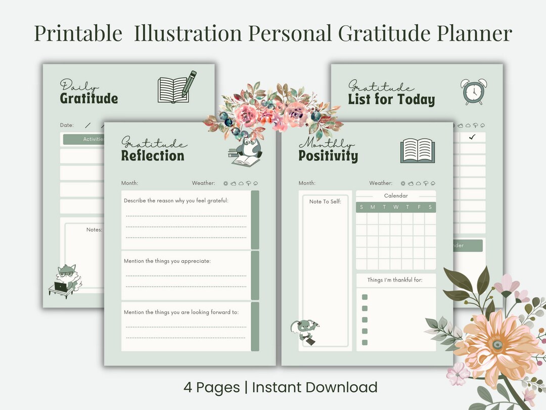 Illustration Personal Gratitude Planner, Self Love Planner, Planner ...