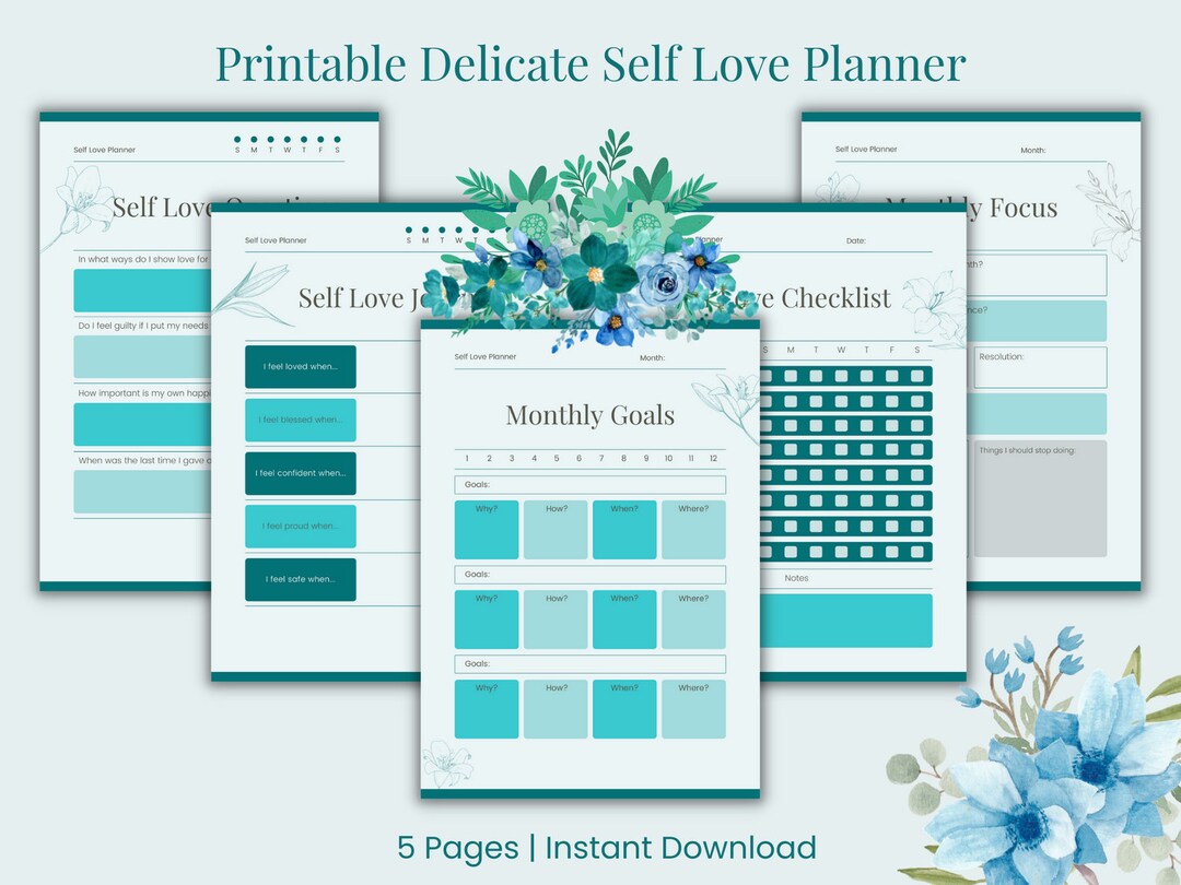 Delicate Self Love Planner, Self Love Digital Planner, Planner 2022 ...