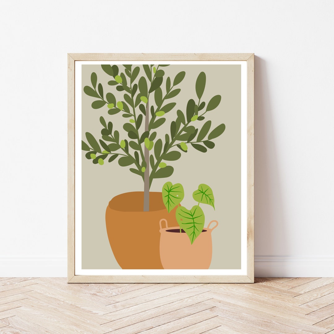 Olive Tree Digital Wall Art, Fun Green Potted Olive Printable Art - Etsy
