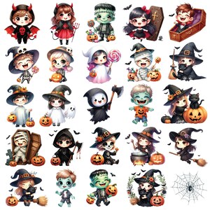 Adorable Boys Girls Halloween Clipart, Watercolor Boys Girls Halloween ...