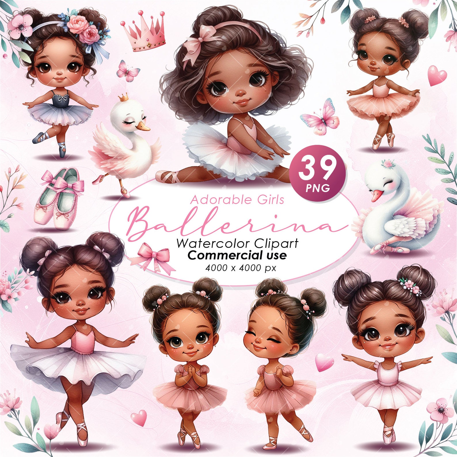 Adorable Ballerina Girls Clipart, Watercolor Ballerina Girls ...