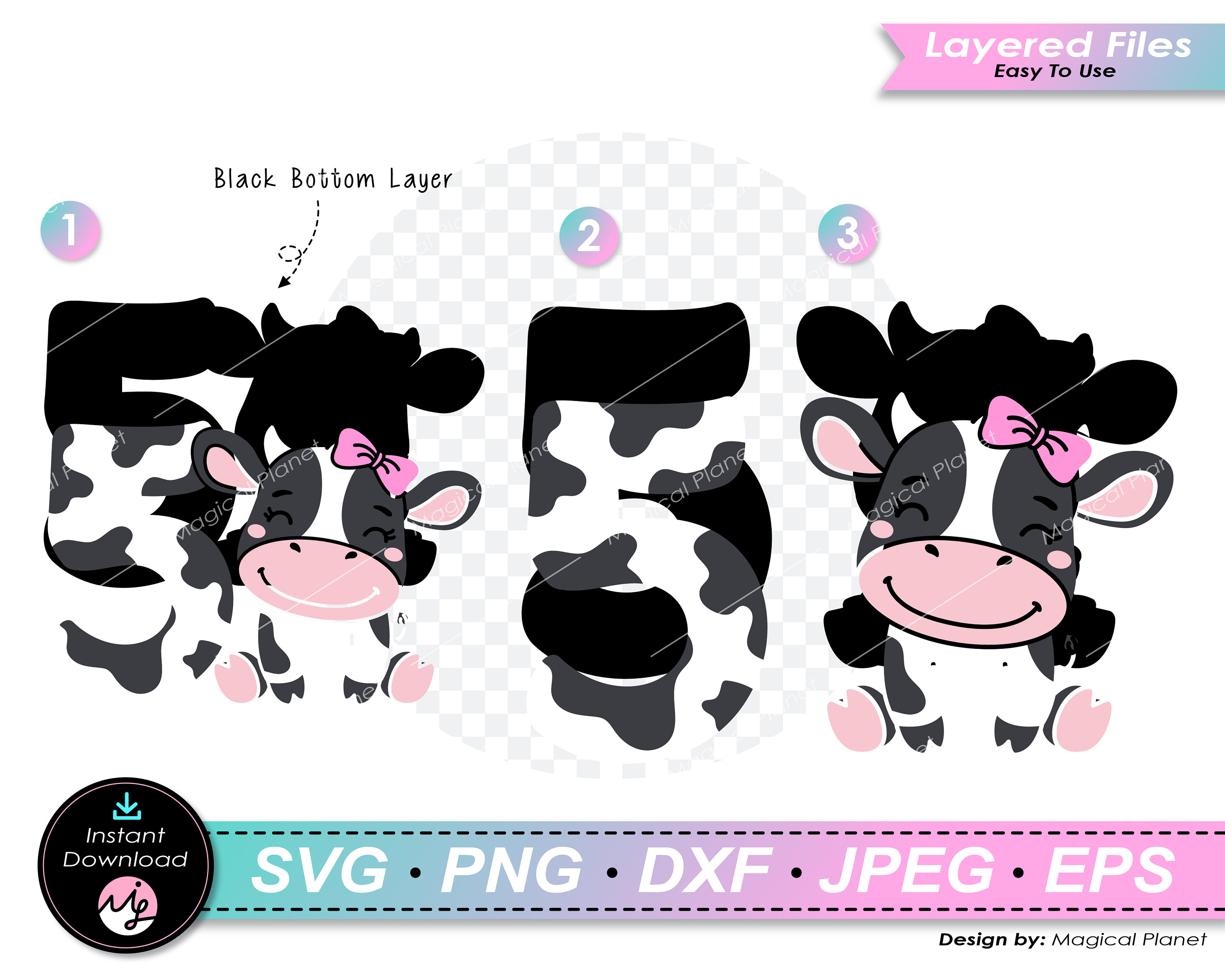 5th Birthday Cow Girl SVG Layered Cut File Birthday Decoration - Etsy