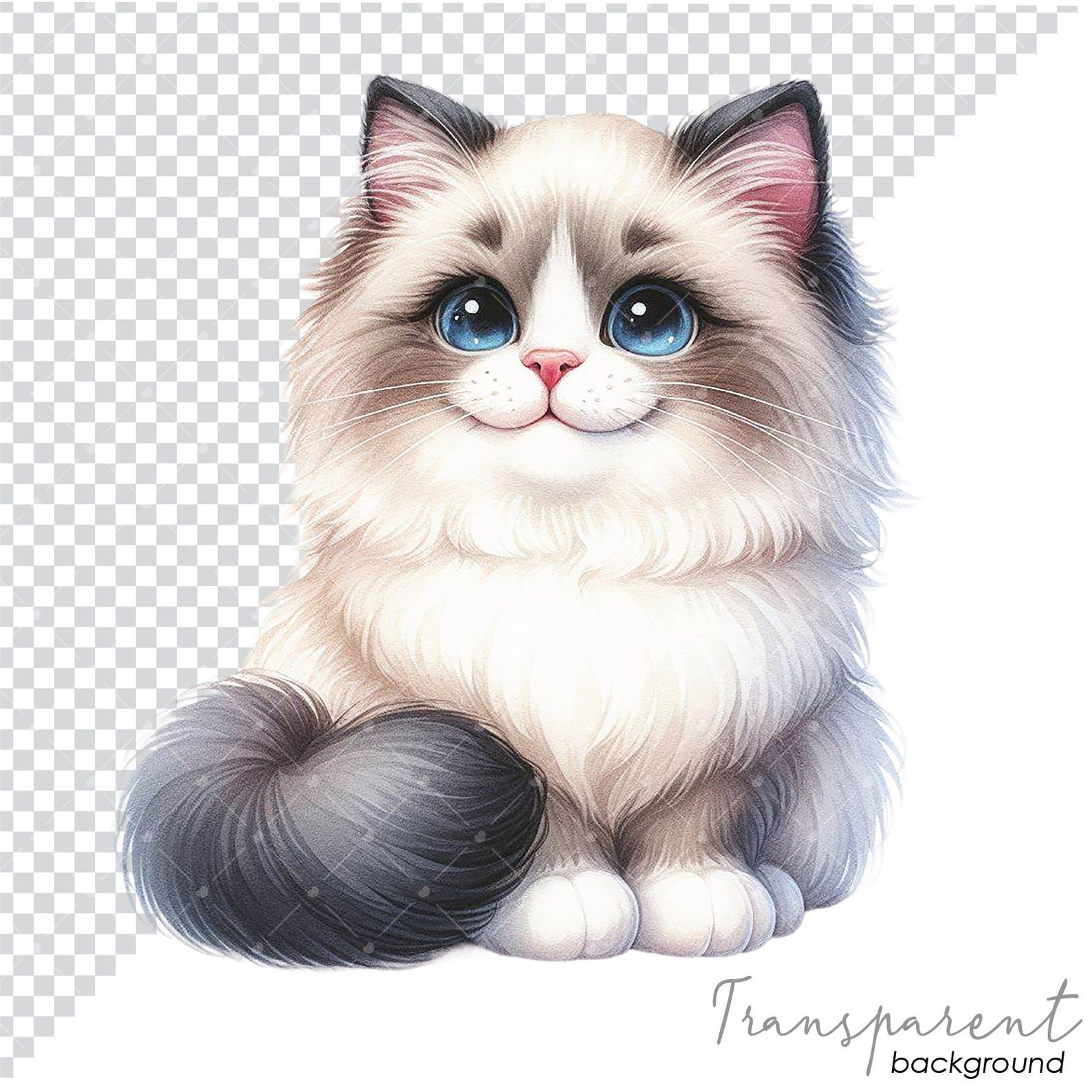 Adorable Cat Breeds Clipart, Watercolor Cat Breeds Illustration Clipart ...