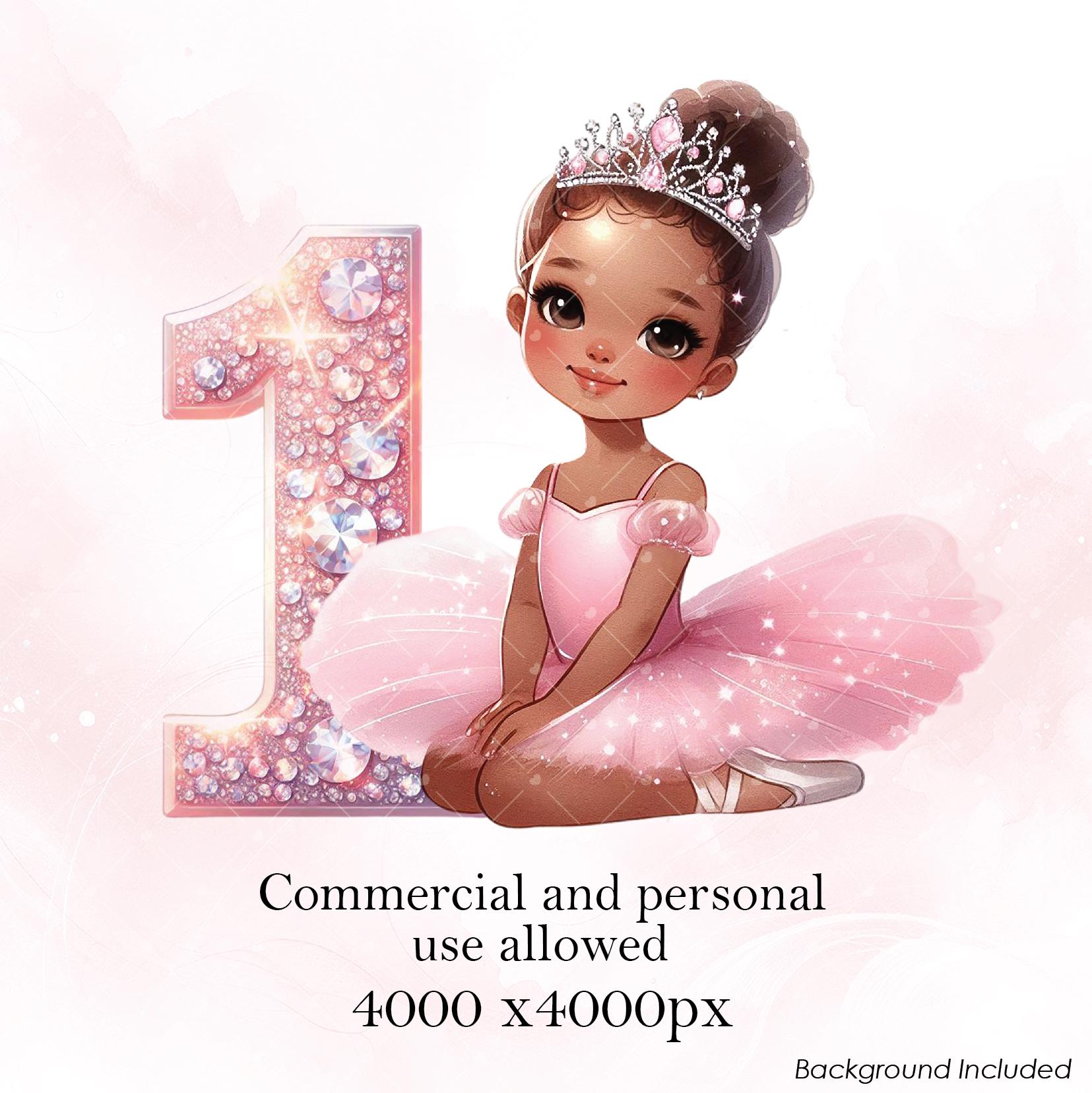Adorable Tiara Ballerina Girls Clipart, Watercolor Ballerina Girls ...