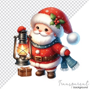 Adorable Santa Claus Christmas Clipart, Watercolor Santa Claus ...