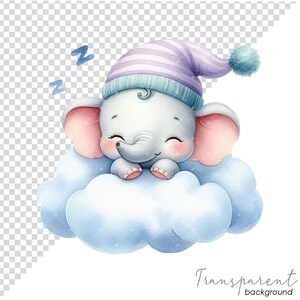 Adorable Elephant Clipart, Watercolor Cute Elephant Illustration ...