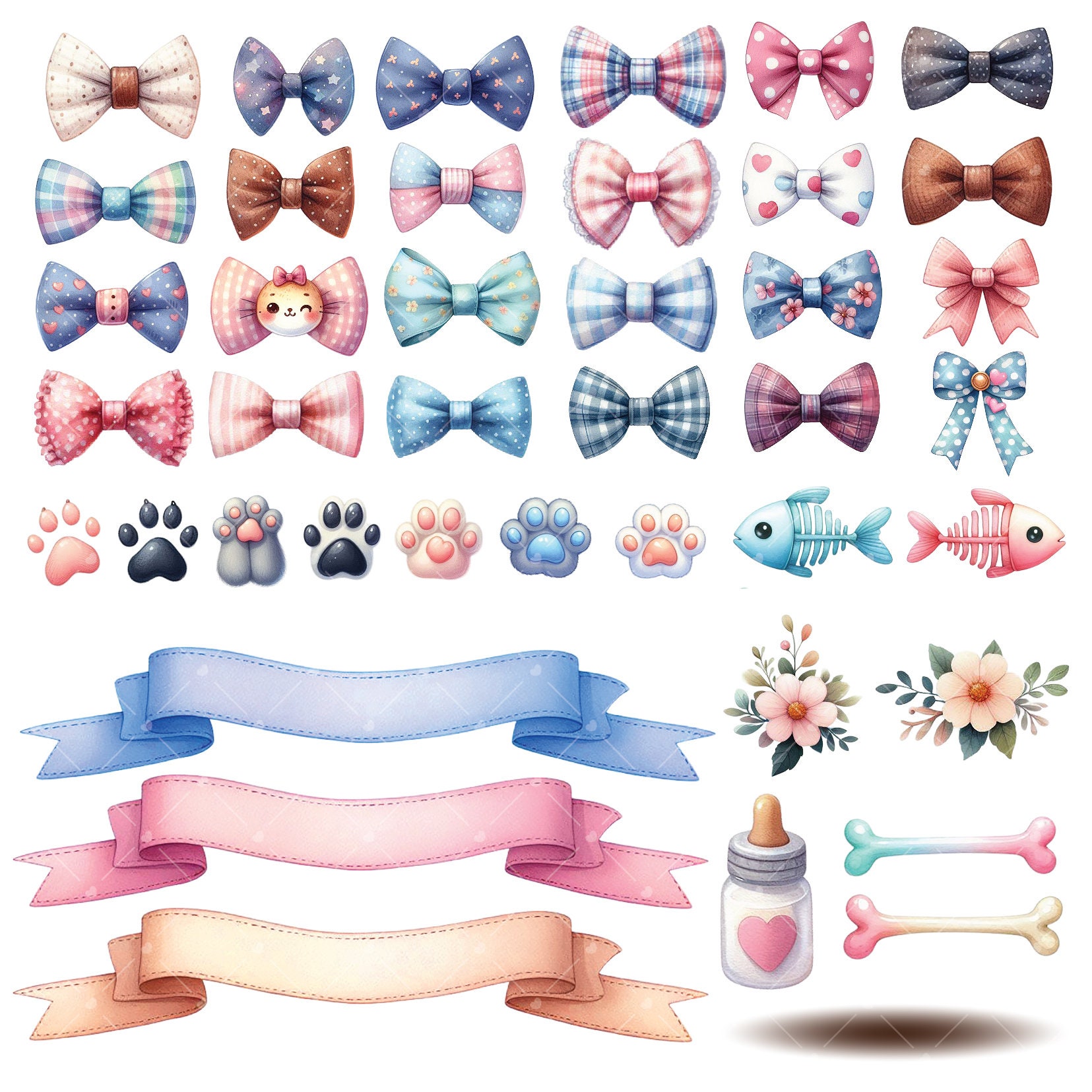 Adorable Cat Breeds Clipart, Watercolor Cat Breeds Illustration Clipart ...
