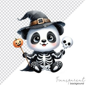 Adorable Panda Halloween Clipart, Watercolor Panda Halloween ...