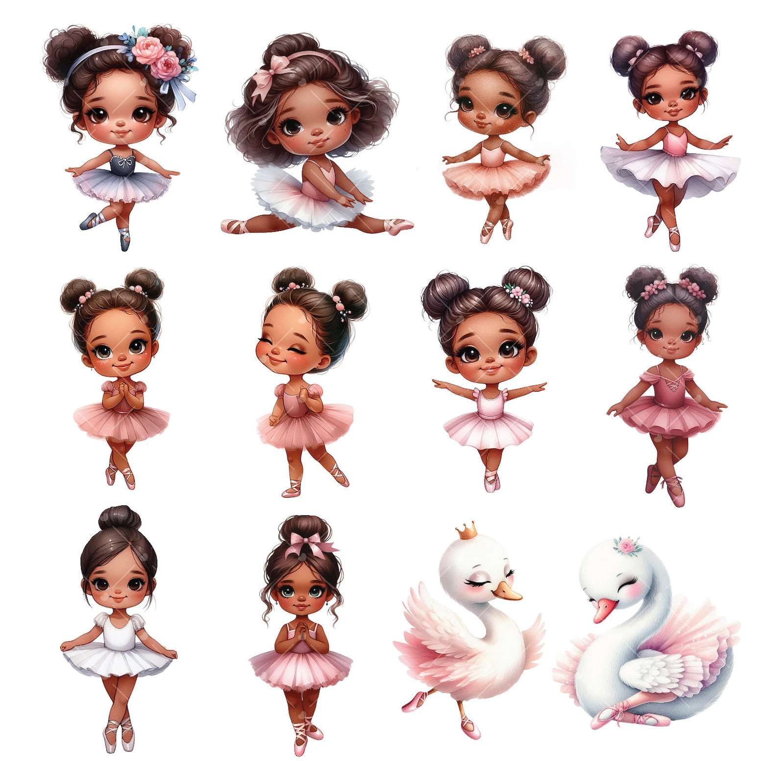 Adorable Ballerina Girls Clipart, Watercolor Ballerina Girls ...