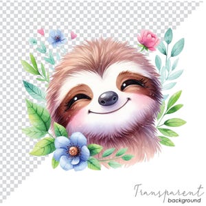 Adorable Sloth Collection Clipart, Watercolor Cute Sloth Illustration ...