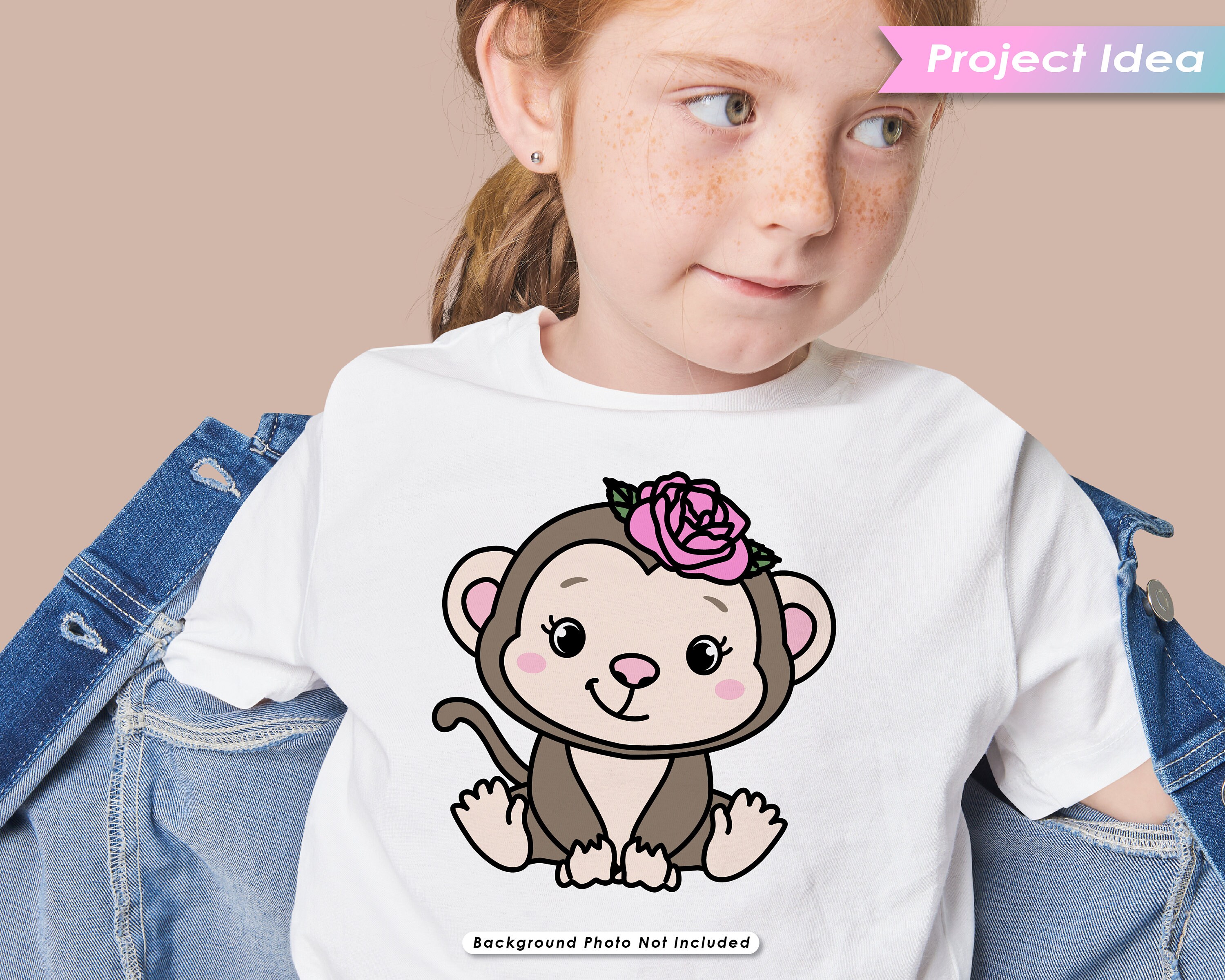 Monkey With Flower SVG Layered Cut File Birthday Decoration Babysuit ...