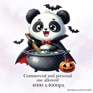 Adorable Panda Halloween Clipart, Watercolor Panda Halloween ...