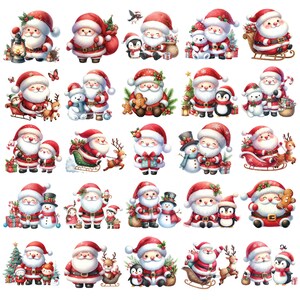 Adorable Santa Claus Christmas Clipart, Watercolor Santa Claus ...