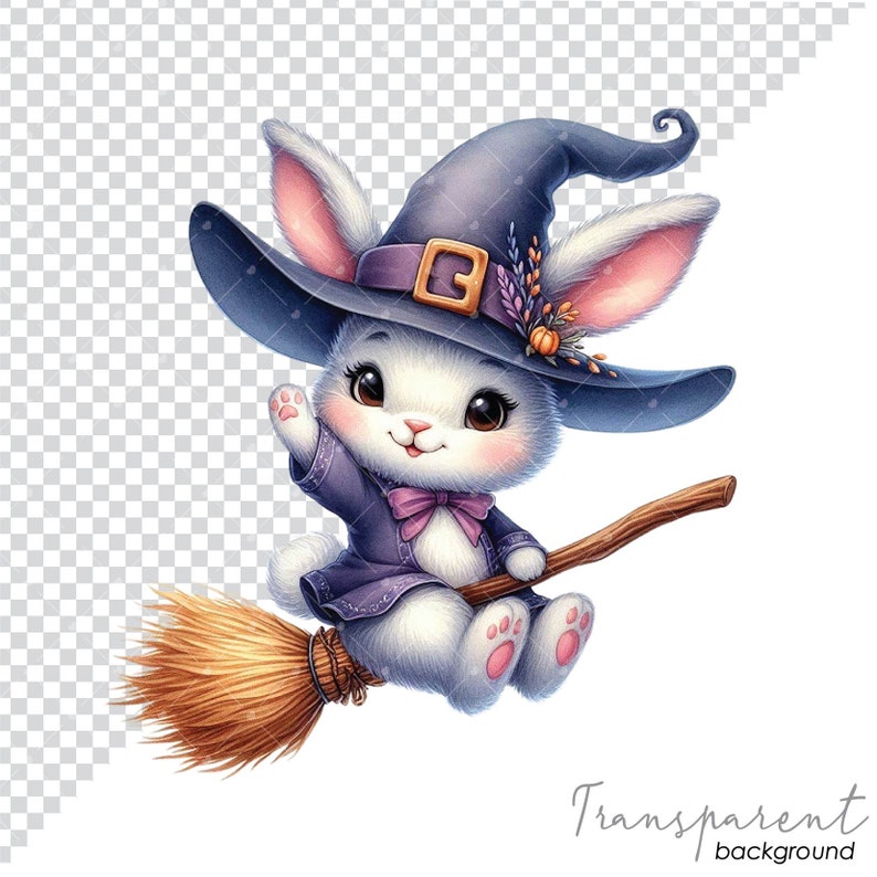 Adorable Bunny Halloween Clipart, Watercolor Bunny Halloween ...
