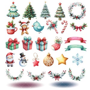 Adorable Safari Animals Christmas Clipart, Watercolor Safari Animals ...