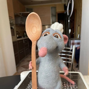 Ratatouille With Wooden Spoon Little Chef Remy Gray Rat Soft Wool Toy ...