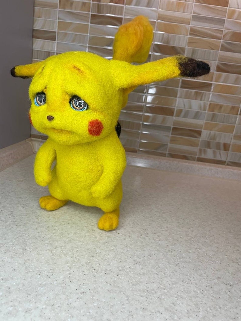 Pikachu Detective Mood Sad Picka Felted Wool Toy - Handmade With Love ...