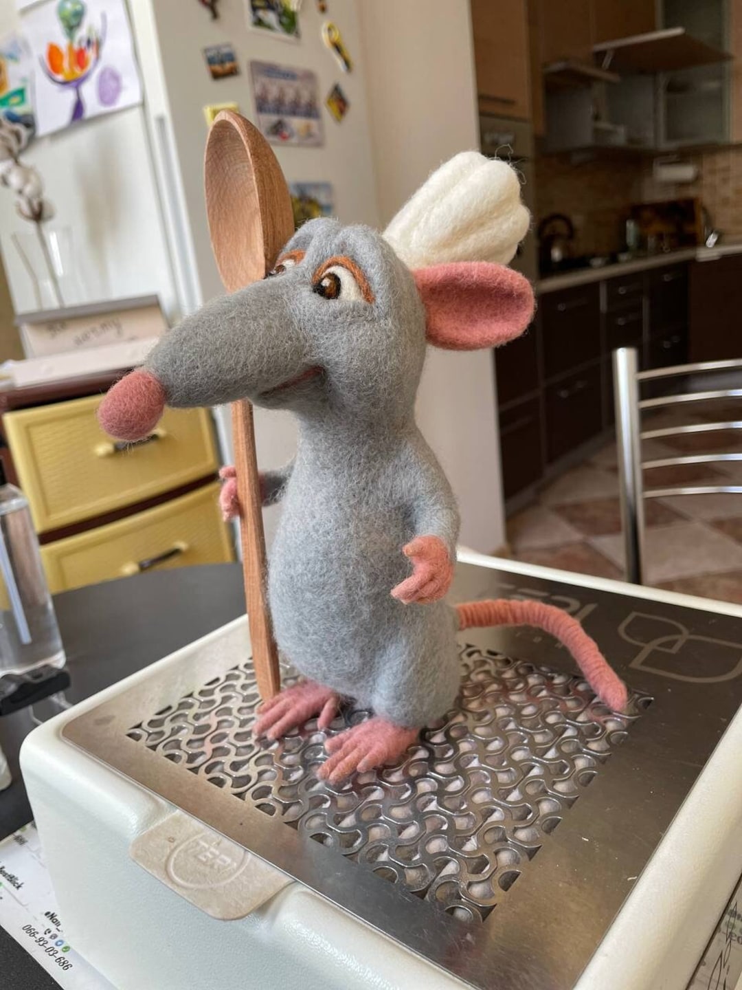 Ratatouille With Wooden Spoon Little Chef Remy Gray Rat Soft Wool Toy ...