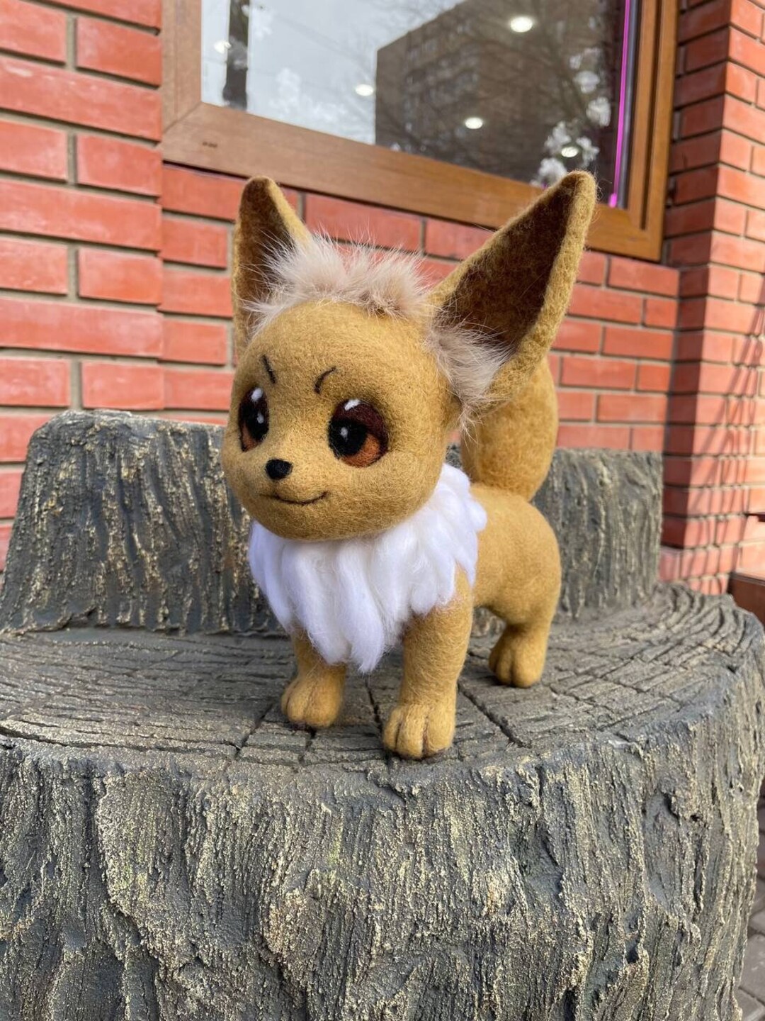 Eevee Felted Wool Toy: Large Size, Cartoon Character, Pokemon, Pokedex ...