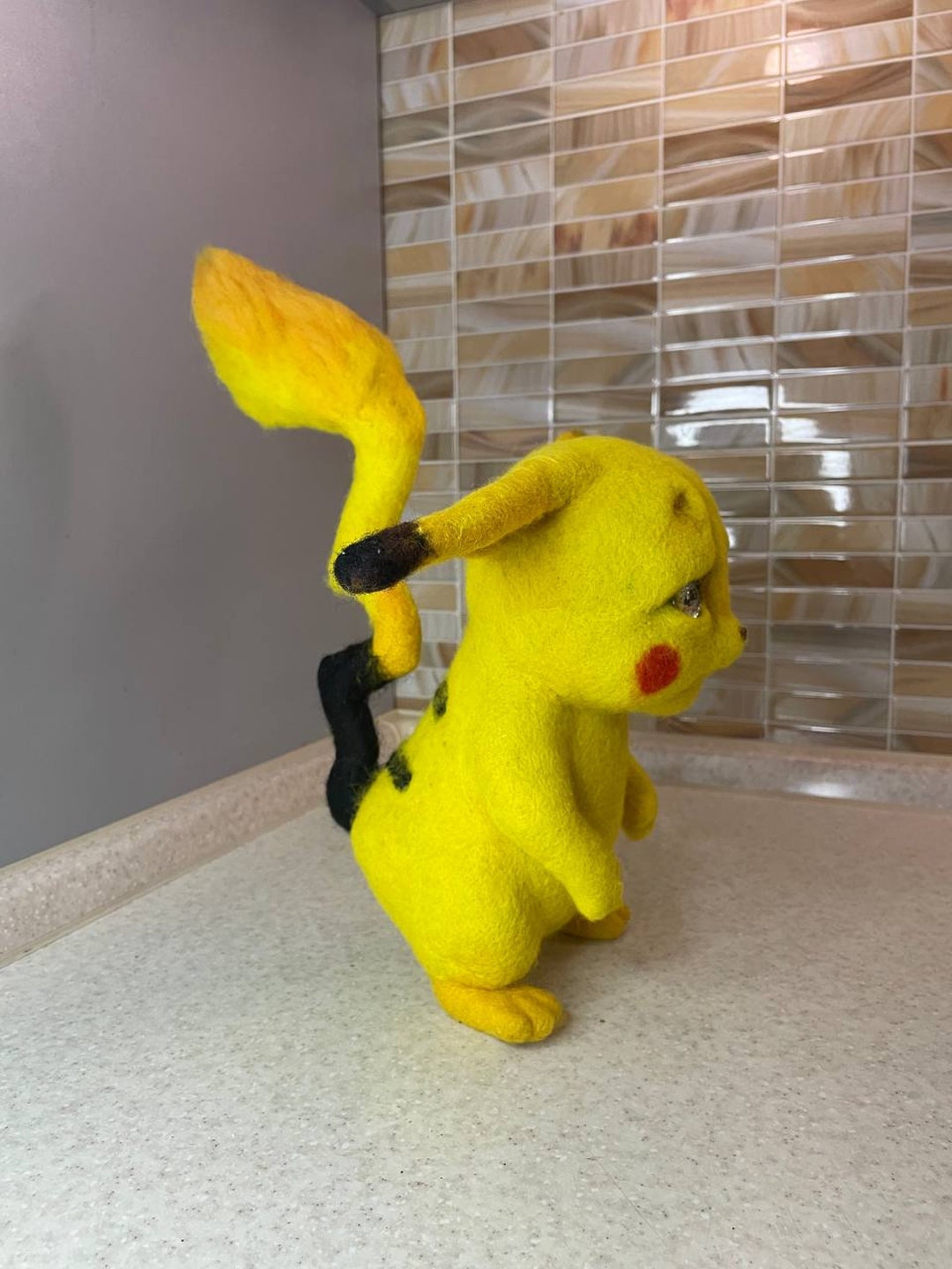 Pikachu Detective Mood Sad Picka Felted Wool Toy - Handmade With Love ...