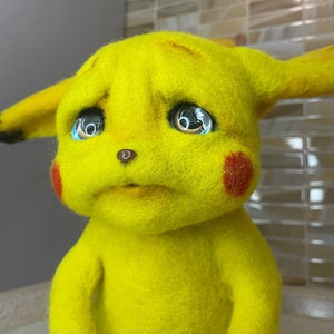 Pikachu Detective Mood Sad Picka Felted Wool Toy - Handmade With Love ...