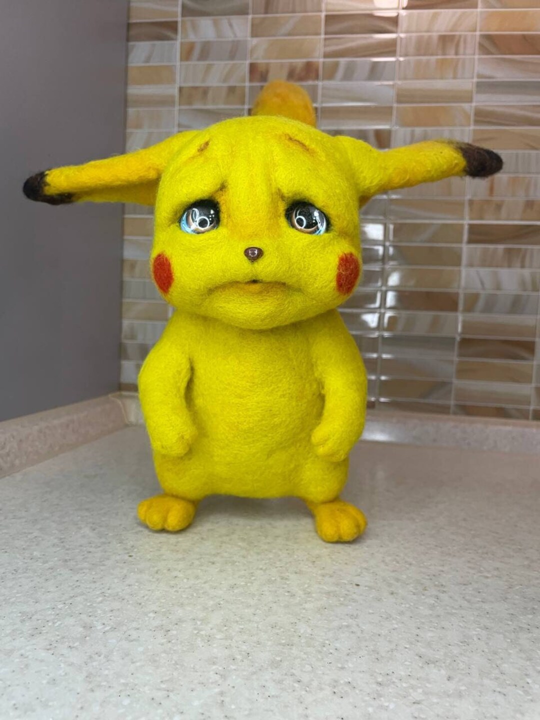 Pikachu Detective Mood Sad Picka Felted Wool Toy Handmade With Love ...