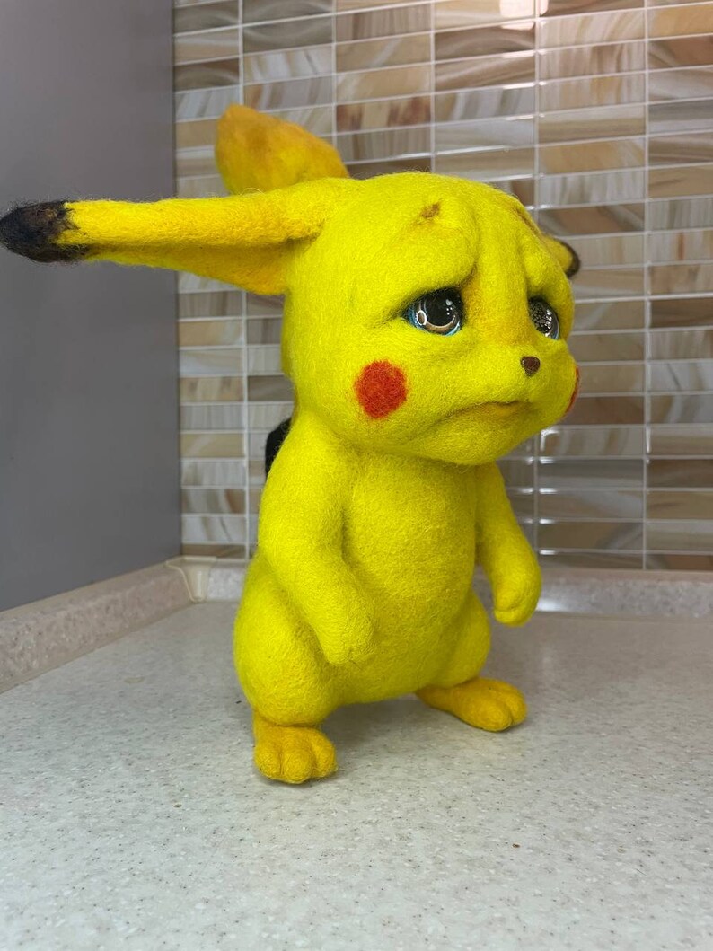 Pikachu Detective Mood Sad Picka Felted Wool Toy - Handmade With Love ...