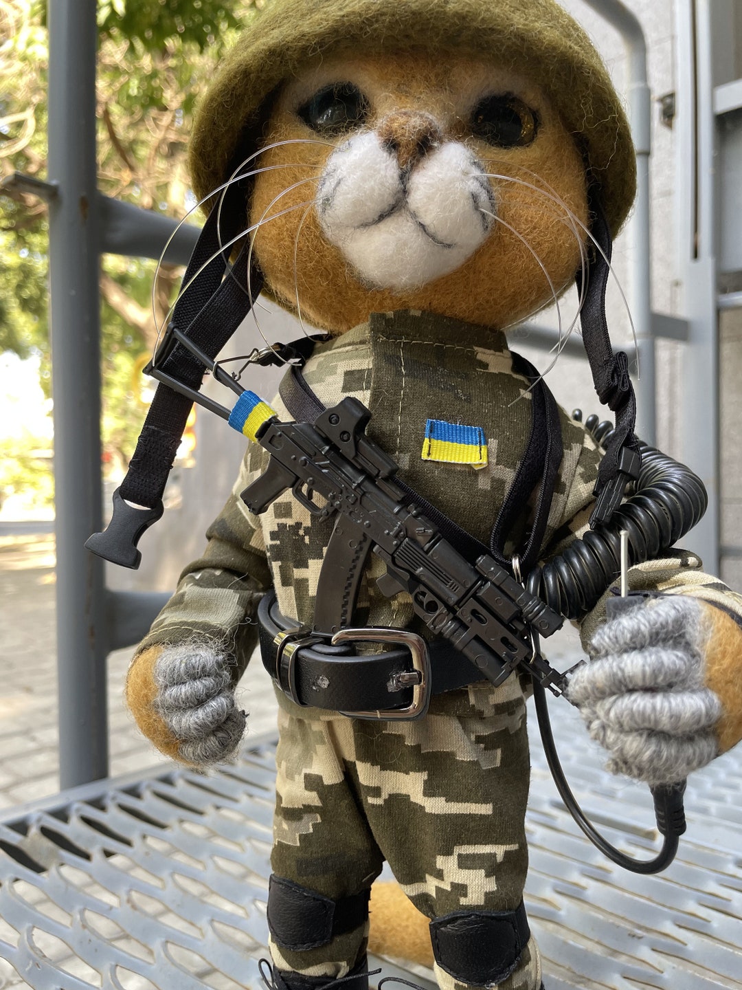 Ukrainian Military Cat Toy: Puss in Boots Style With Radio, Supporting ...