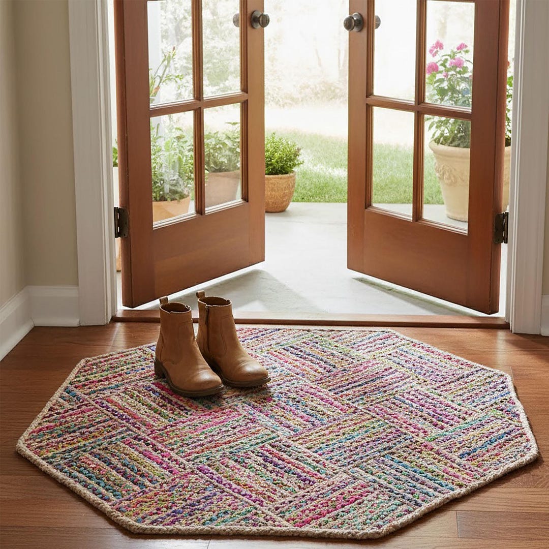 Indian Hand Braided Jute Chindi Area Rug Bohemian Door Mat Indoor ...