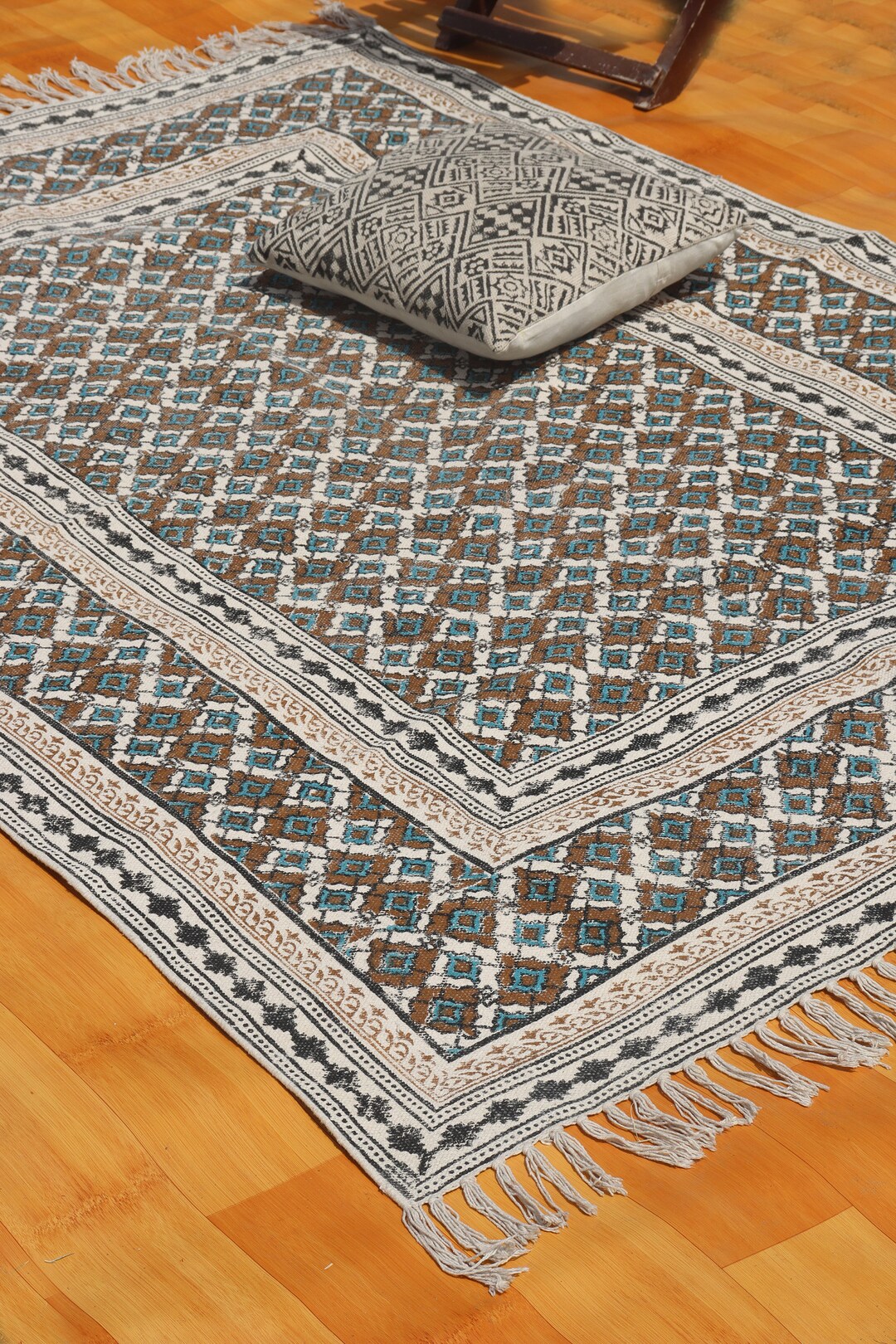 8x10 Ft Indian Dari Rug Handblock Printed Rug Cotton Rug - Etsy