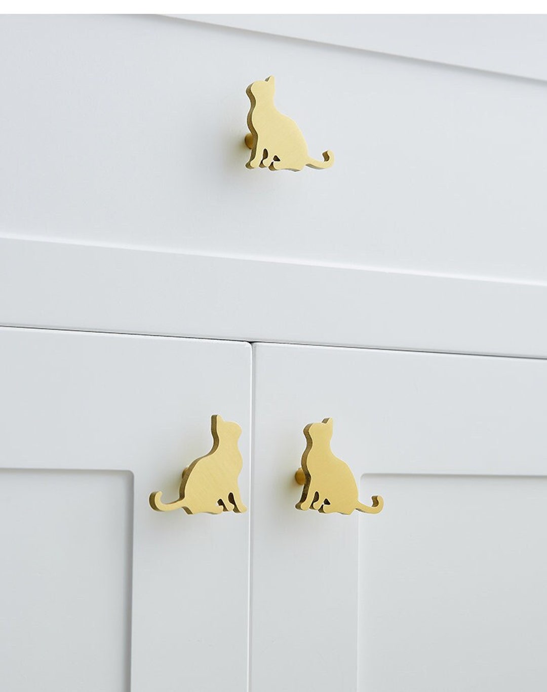 Brass Cat Drawer Knobs Pulls Animal Cabinet Knobs Handles - Etsy