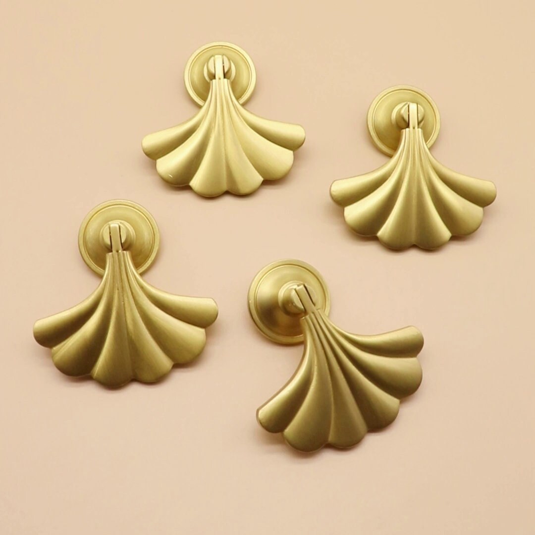 Ginkgo Leaf Brass Drop Drawer Knobs Leaf Cabinet Knobs Pulls - Etsy