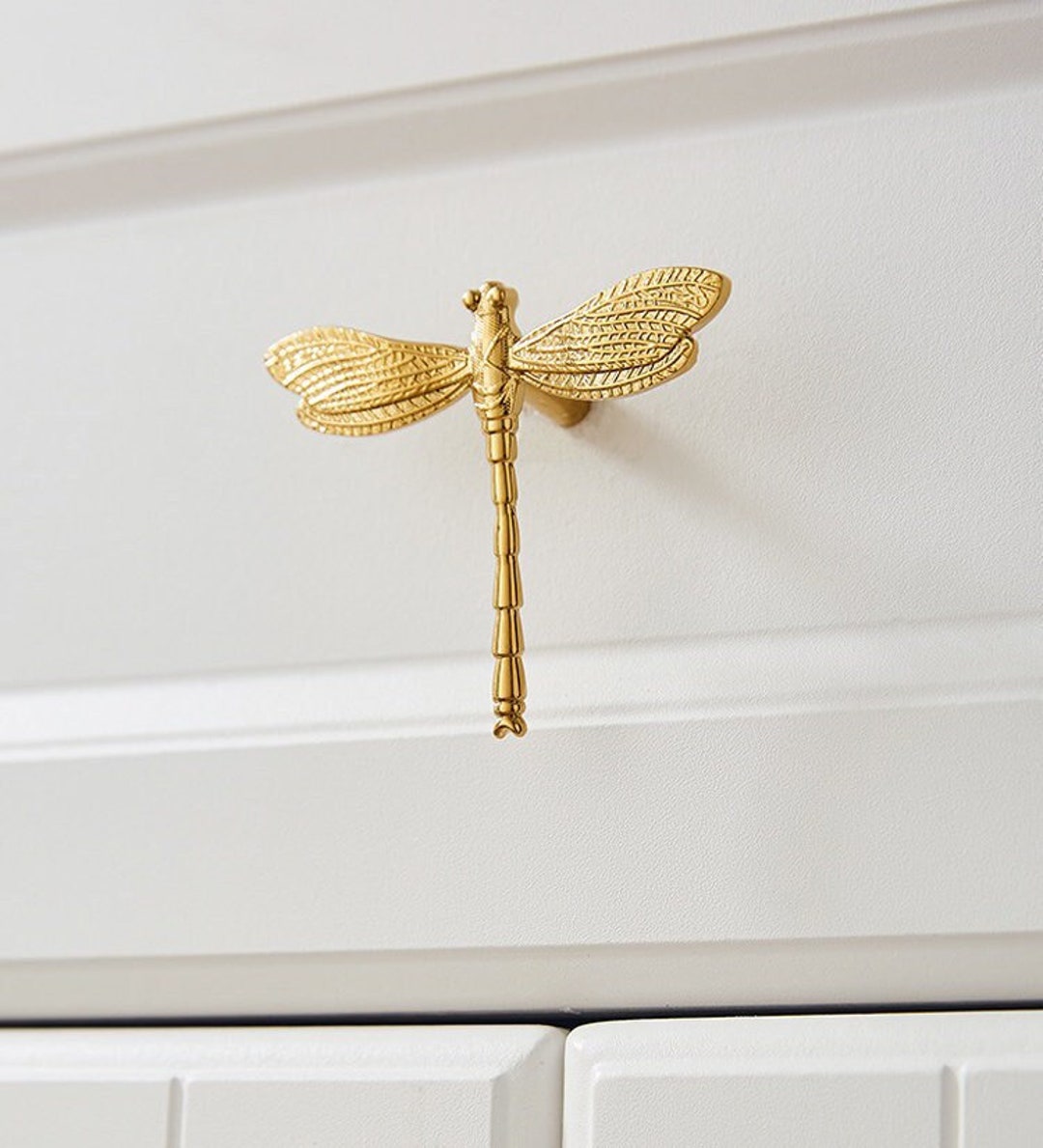Brass Dragonfly Cabinet Knobs Pulls Gold Insect Dresser - Etsy