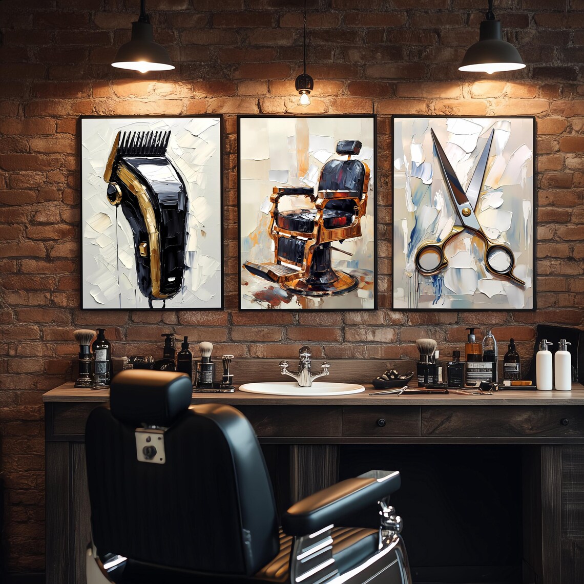 Barber Shop Digital Wall Art 3 Set | Hairstylist Salon Decor | Vintage ...