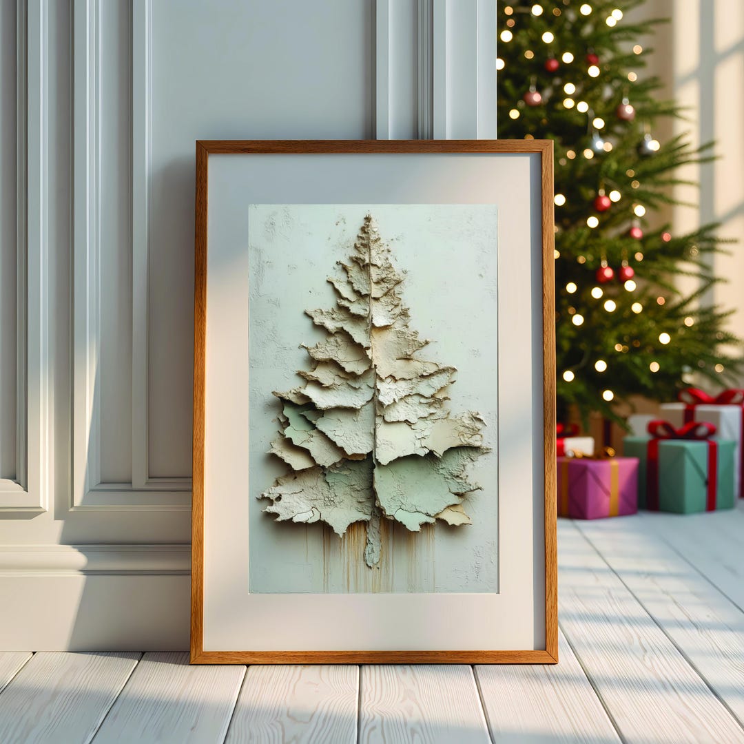 Tree Wall Art, Textured Plaster Print, Minimalist Christmas Decor ...