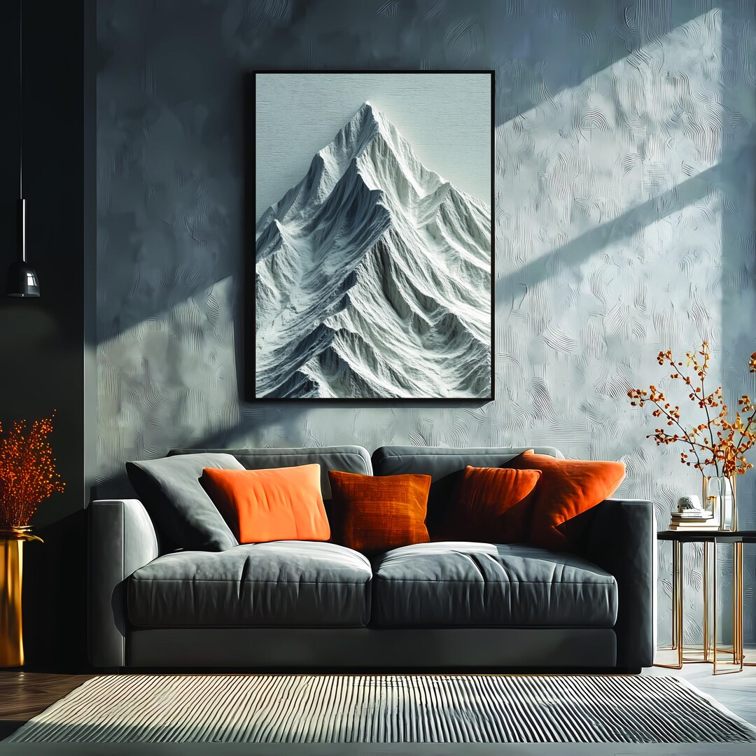 Minimalist White Plaster Mountain Relief Wall Art | 3D Textured ...