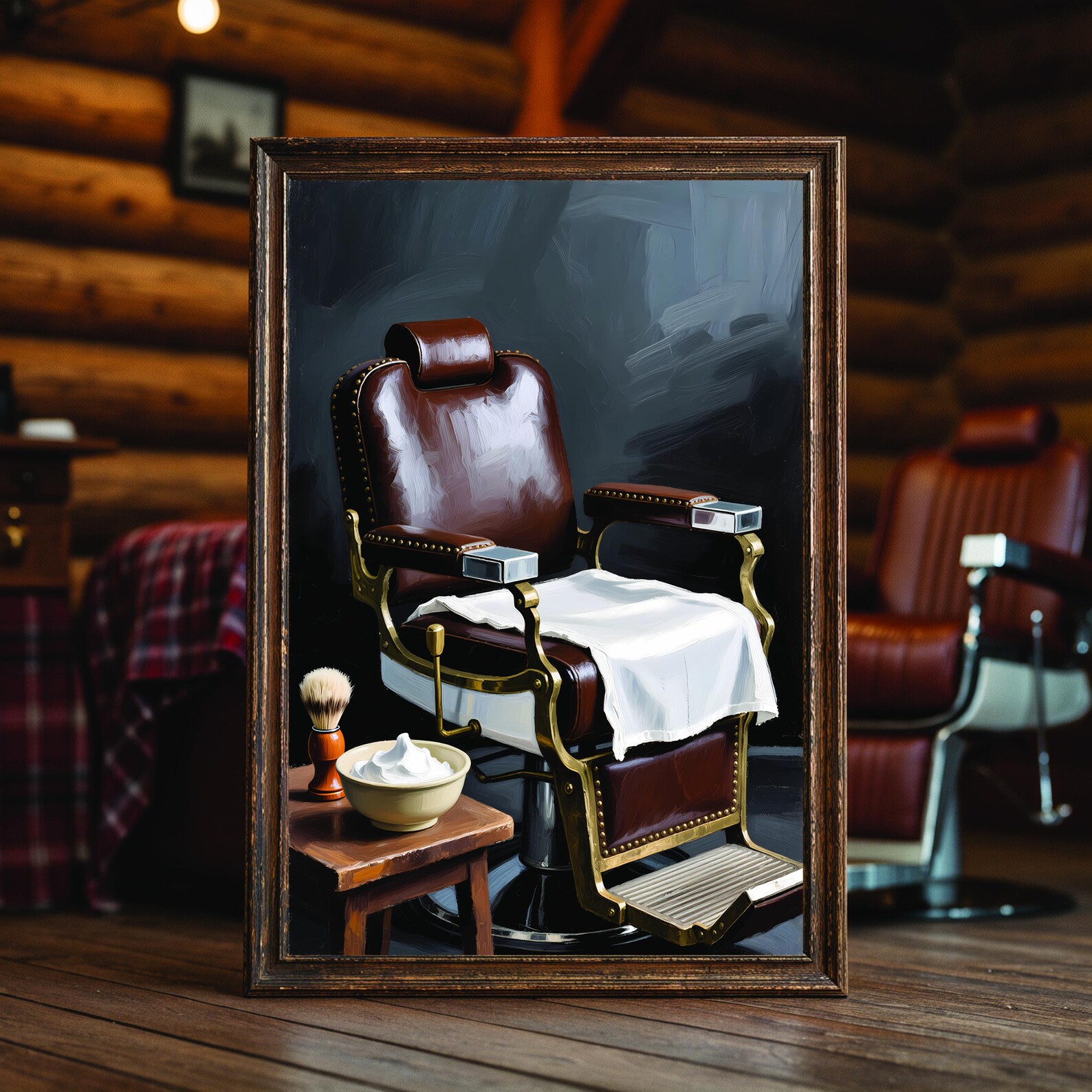 Hairdresser Art Wall Set of 2 | Vintage Barber Chair and Shaving Tools ...