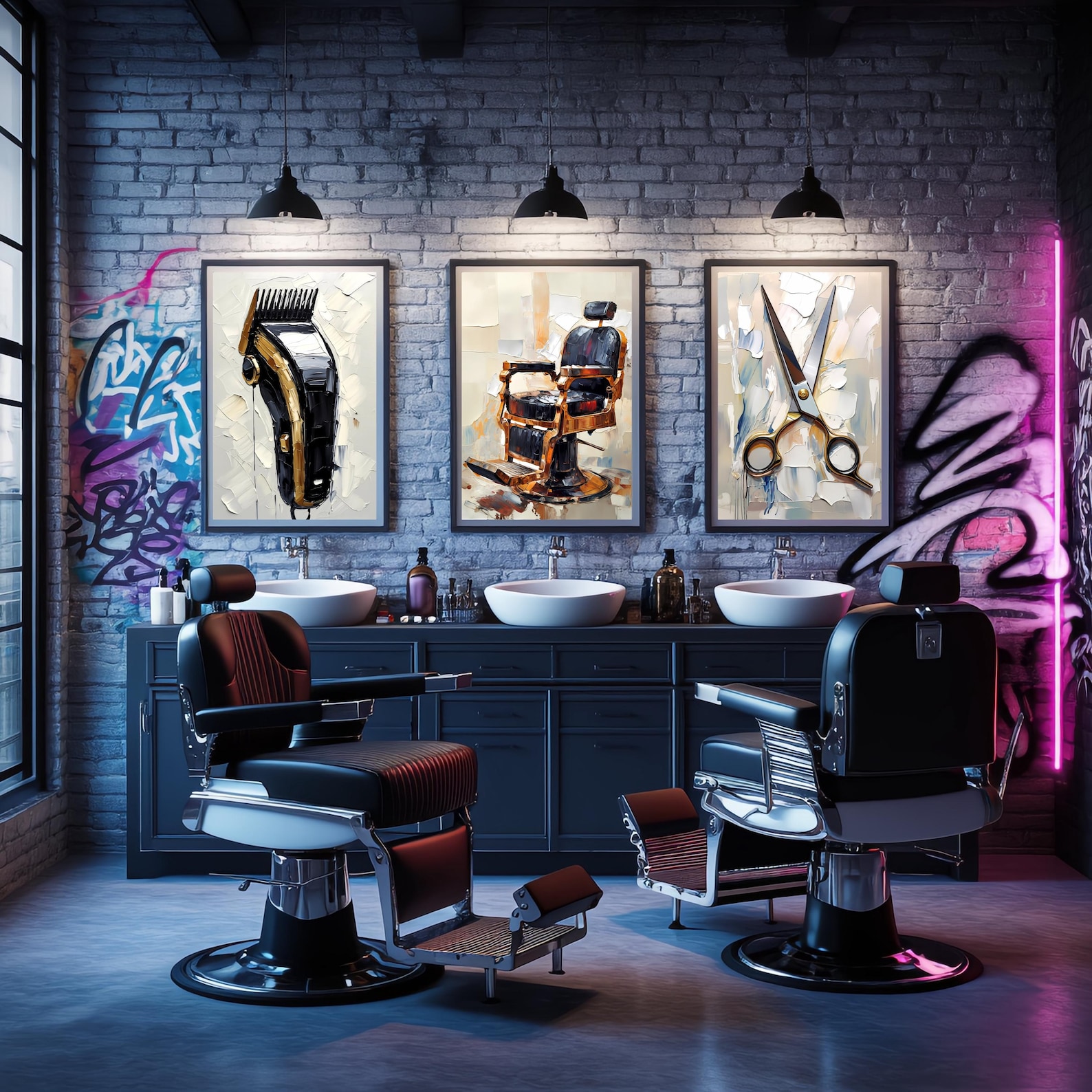 Barber Shop Digital Wall Art 3 Set | Hairstylist Salon Decor | Vintage ...