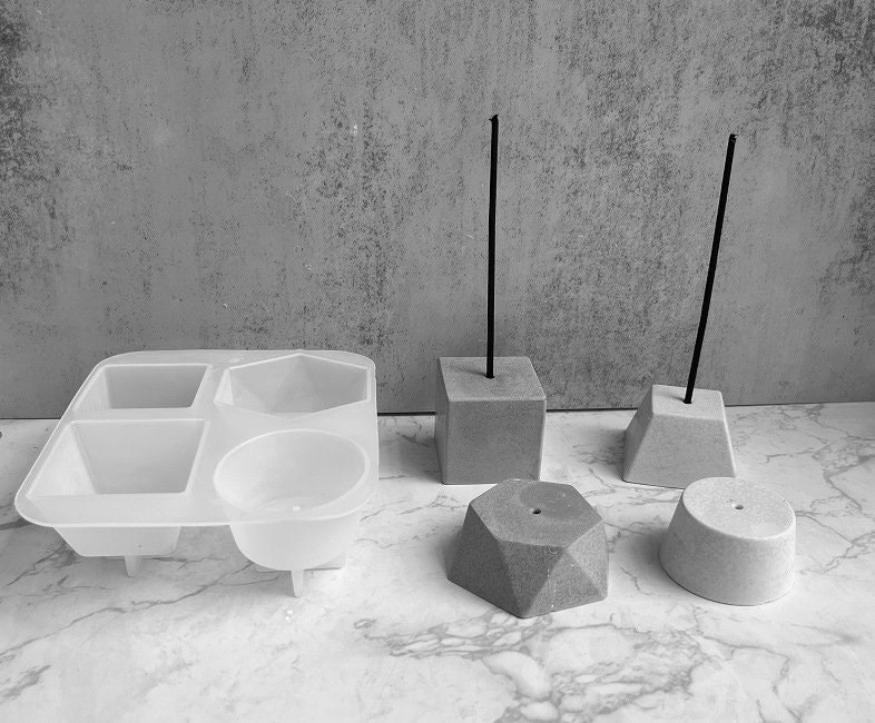 4 in 1 Incense Holder Silicone Mold - DIY Handmade Epoxy Resin Concrete ...