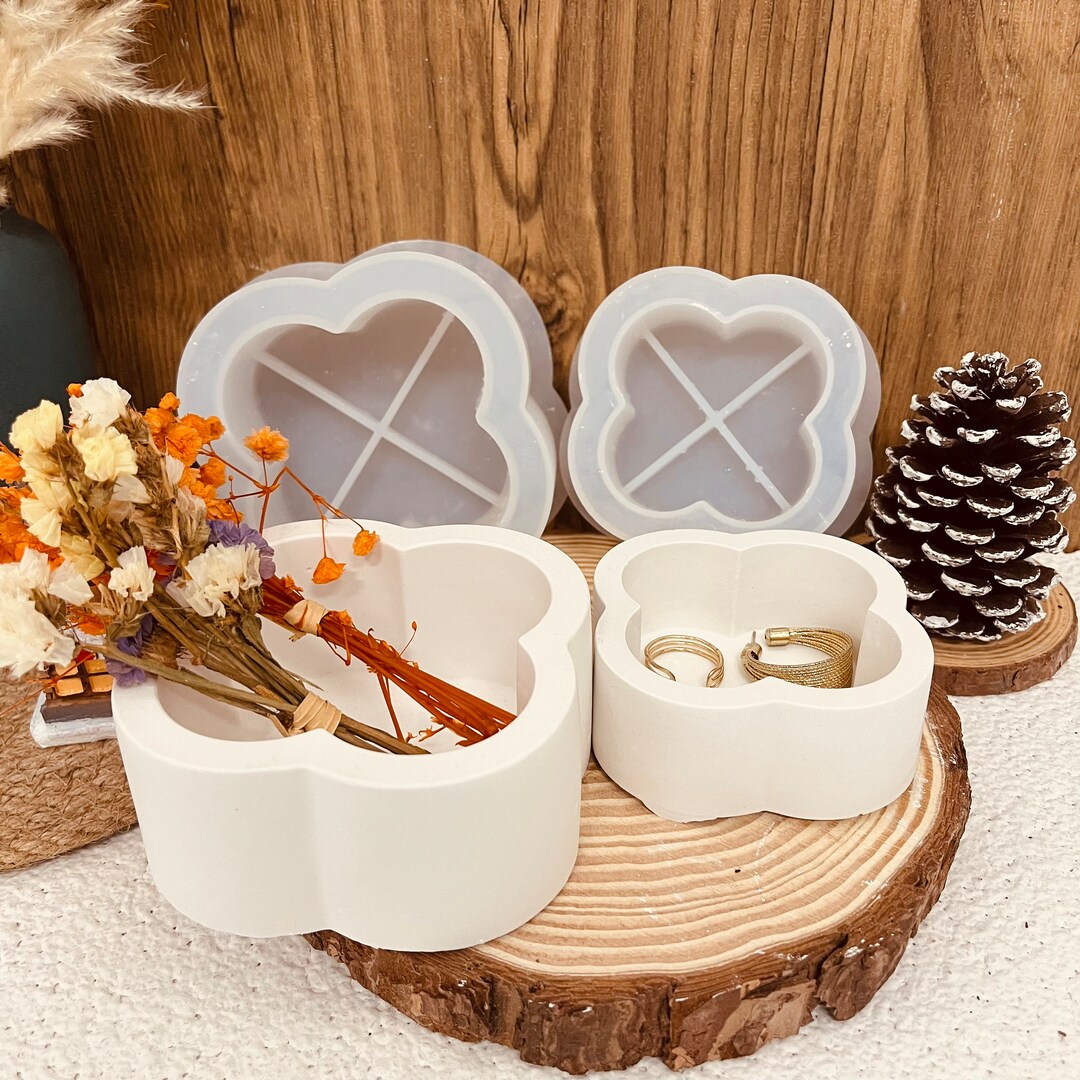 Silicone Mold Clover Jar,casting Mold Four Leaf Box,jewelry Storage Box ...
