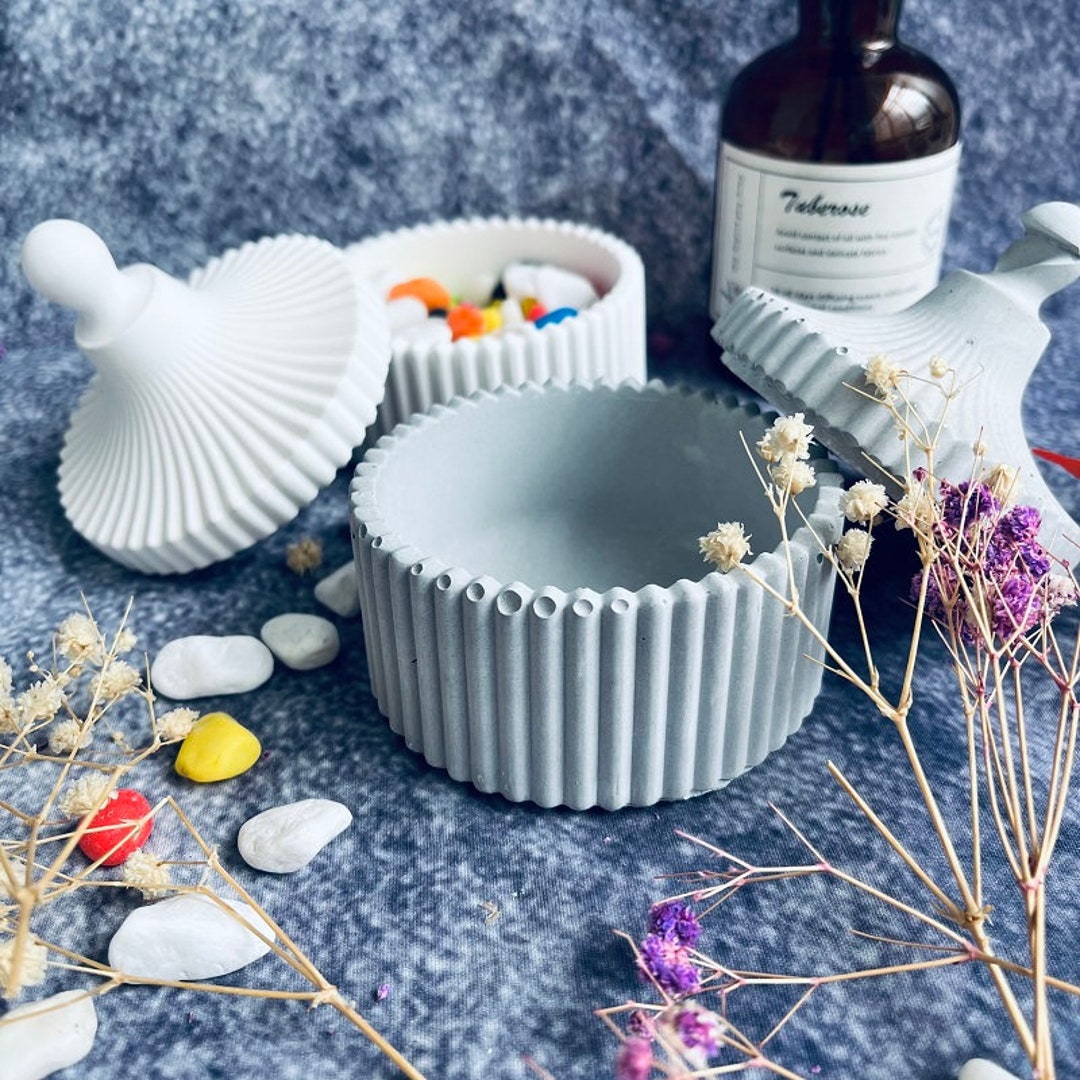 Stripe Storage Jar With Lid Silicone Mold DIY Handmade Epoxy Resin ...